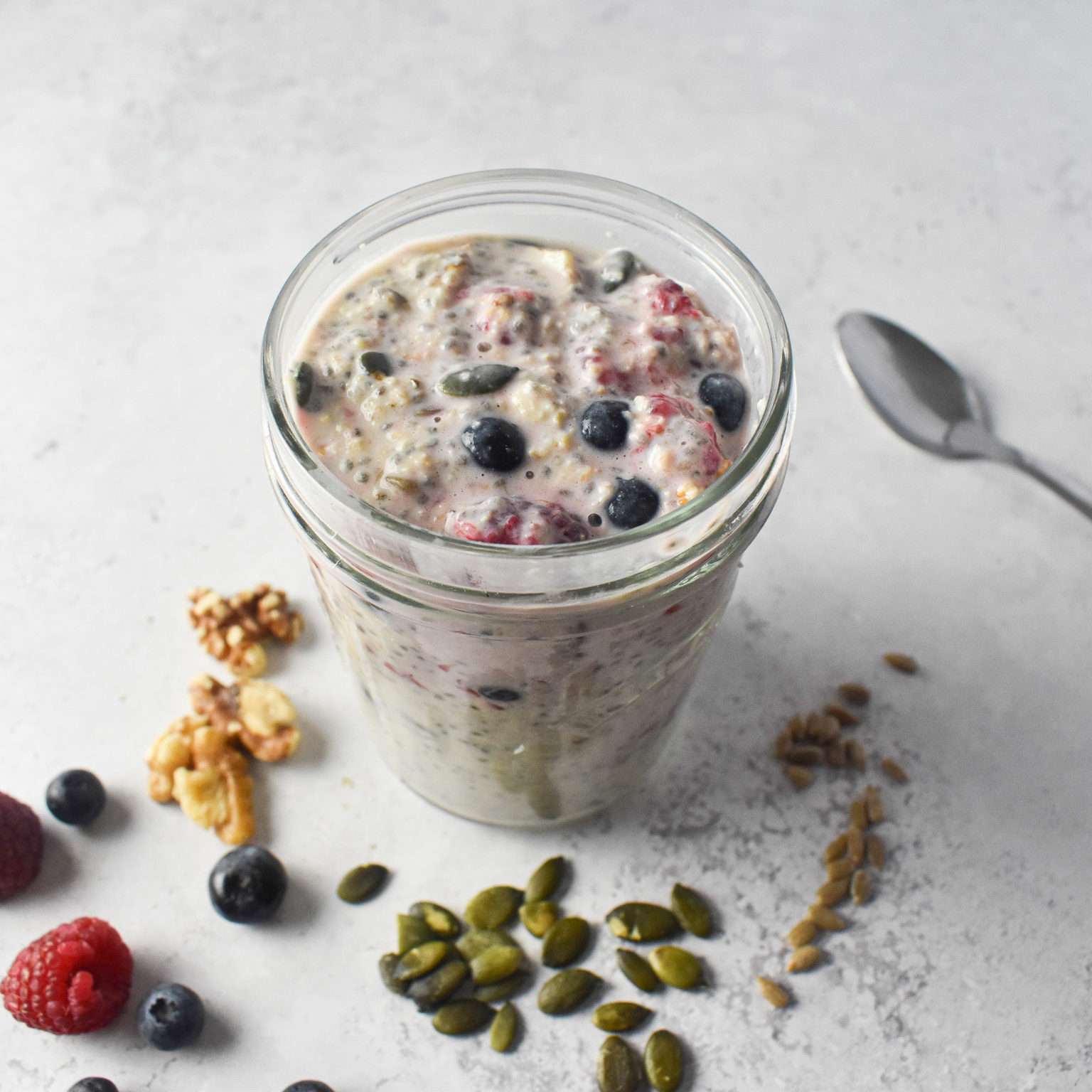Raspberry Blueberry Overnight Oats (17g Protein) - Simply Balanced Home ...